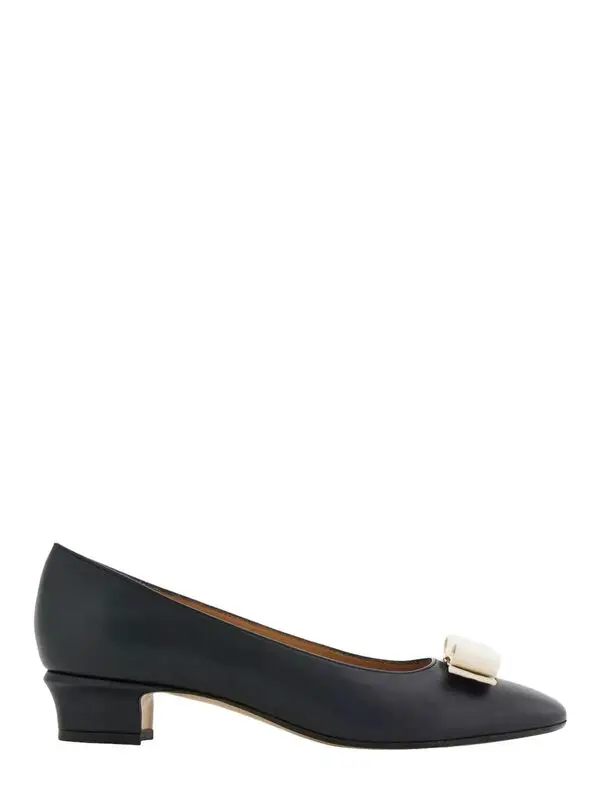 FERRAGAMO 30mm Vara Bow-detail Block-heel Pumps - Black