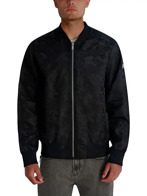 Karl Lagerfeld Paris Camo Bomber Jacket - Black