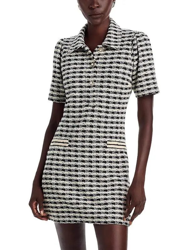 Ramy Brook Marcella Gingham Sheath Dress - Black Gingham