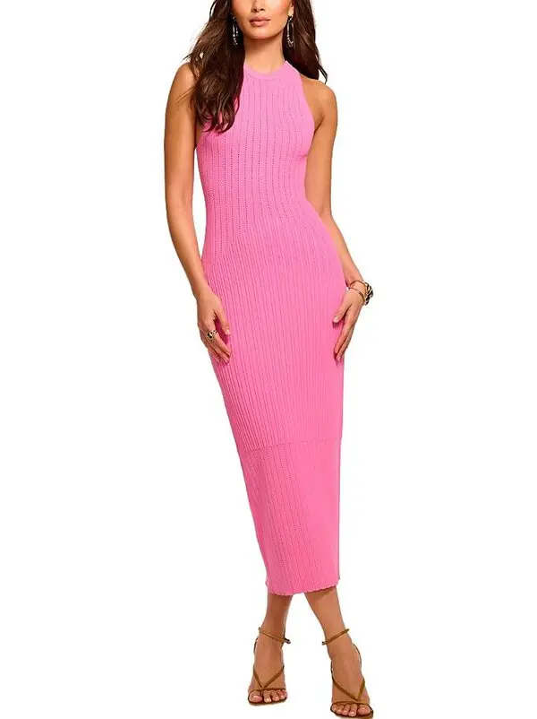 Ramy Brook Marienne Ribbed Midi Dress - Pink Garnet
