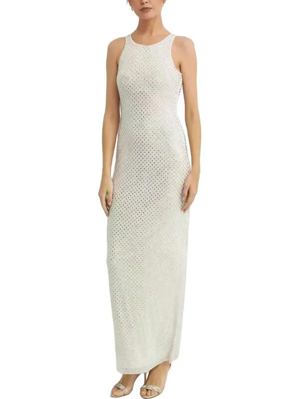 SELF-PORTRAIT Crystal-embellished Maxi Dress - White