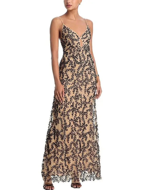 Johanna Ortiz Mesh Reinvention Maxi Dress - Nude/black Mesh