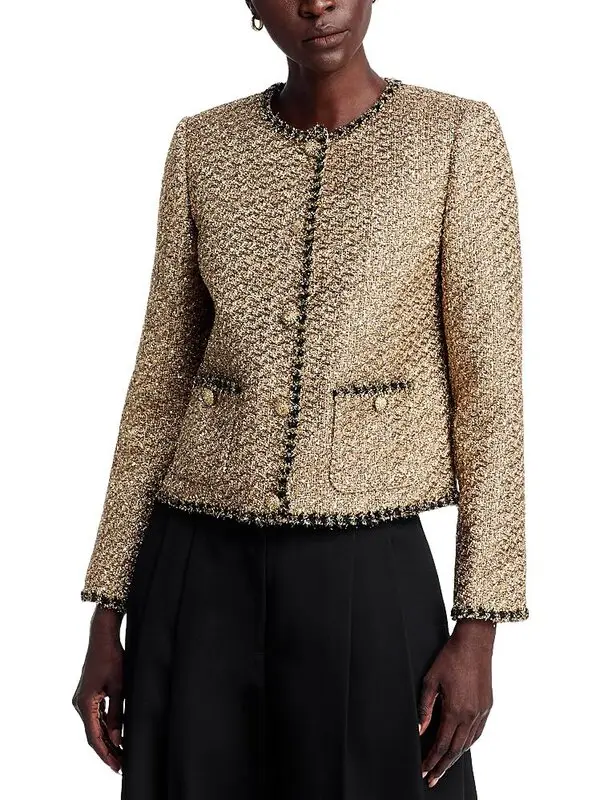 Elie Tahari Ramy Jacket - Rose Gold Sequin Tweed