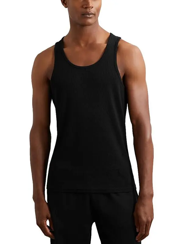 REISS Jaden Ribbed Tank - Black