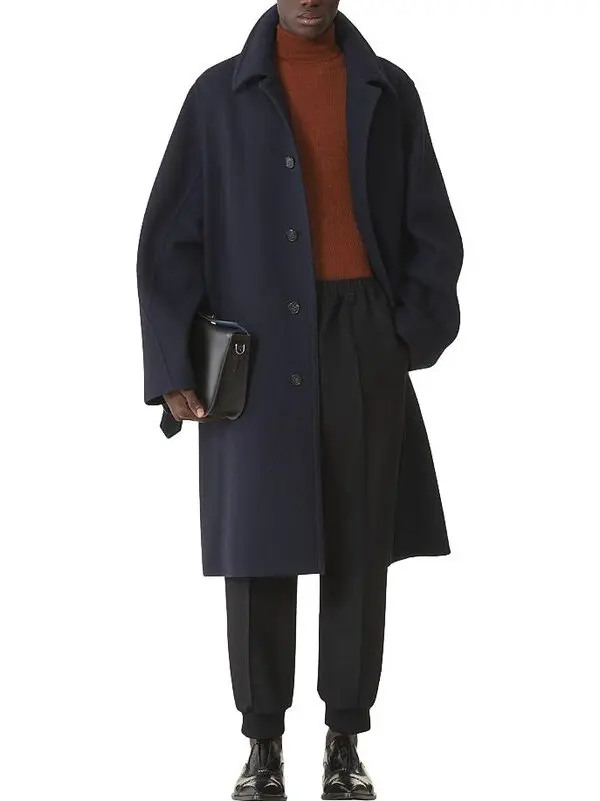 LANVIN Cashmere Car Coat - Black Navy