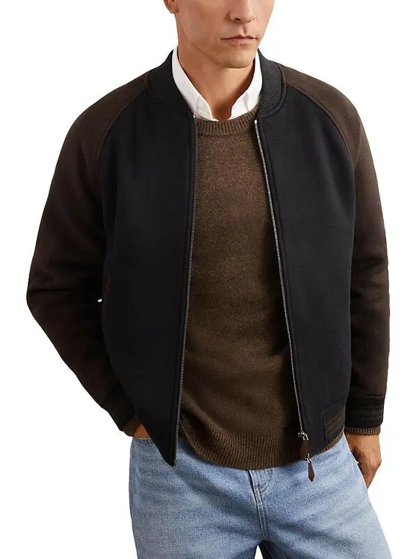 REISS Color Block Jacket - Navy/brown