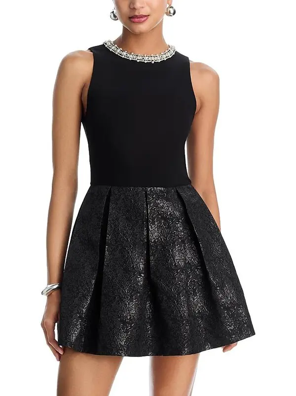 Alice + Olivia Chara Embellished Mini Dress - Black
