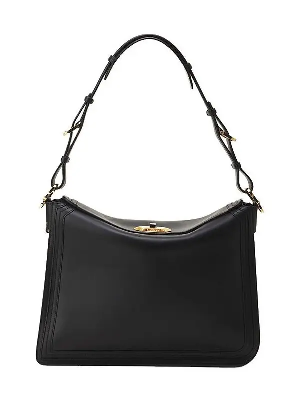 LANVIN Compagnon Asymmetrical Shoulder Bag In Leather - Black.