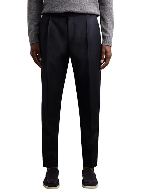 REISS Side Adjuster Tapered Trousers - Navy