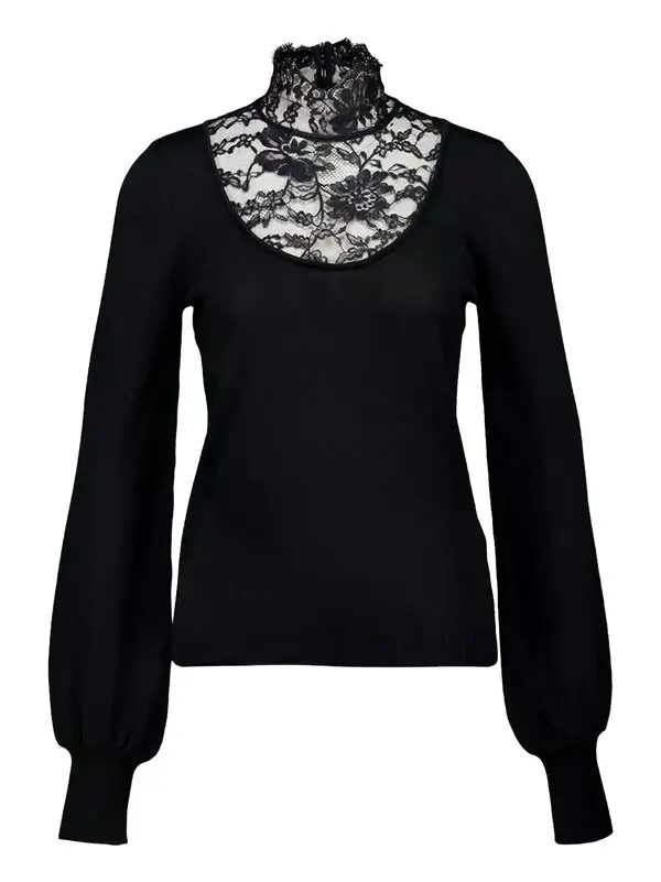 Valentino Garavani Lace-detail Sweater - Black