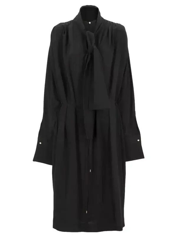 Carven Tie-neck Maxi Shirt Dress - Black