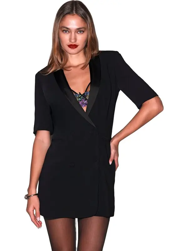 Fleur Du Mal Short Sleeve Blazer Dress - Black