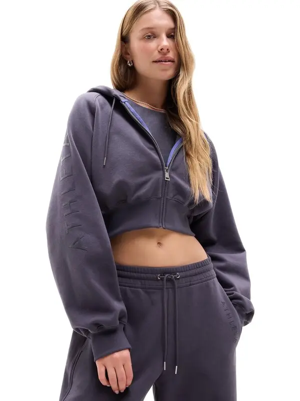 Athleta Simone Biles Forever Fleece Crop Full Zip - Twilight