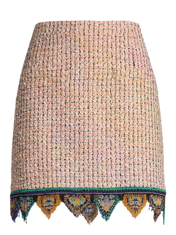 Etro Tweed Mini Skirt With Fringe - Neutrals