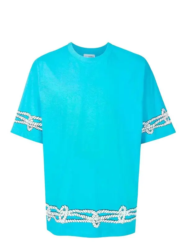 AMIR SLAMA Graphic-print Cotton T-shirt - Blue