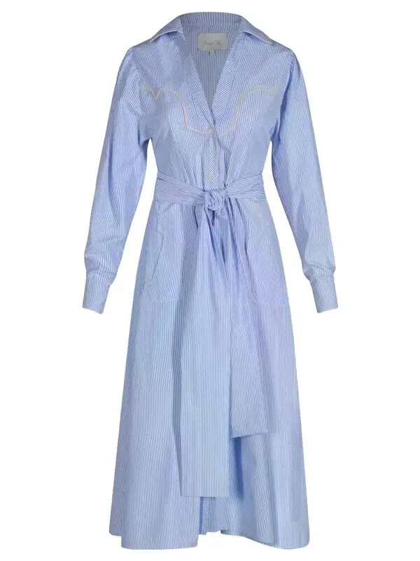 Johanna Ortiz Vela De Cruz Striped Midi Dress - Blue