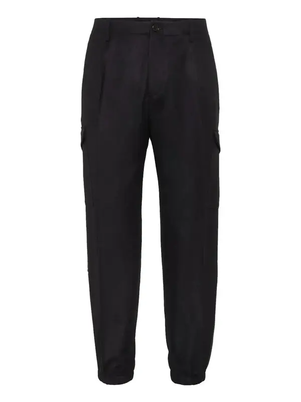 Brunello Cucinelli Cargo-pocket Wool Tapered Trousers - Black