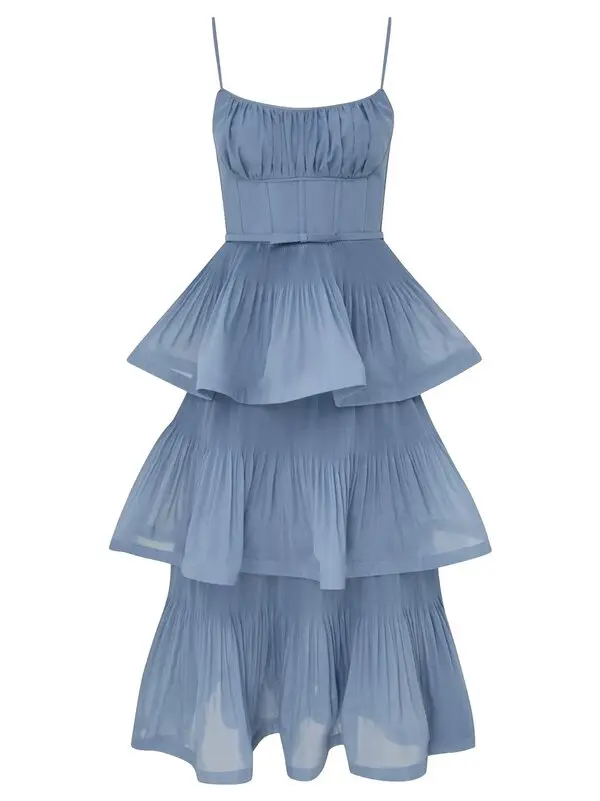 Zimmermann Pleated Midi Dress - Blue