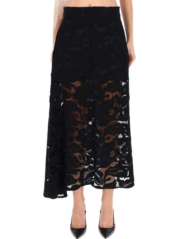 Patou Lace Midi Skirt - Black