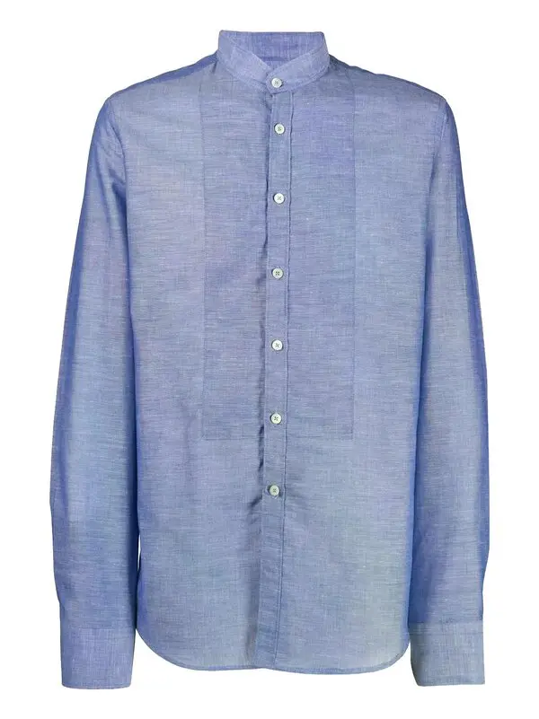 DELL'OGLIO Mandarin Collar Buttoned Shirt - Blue
