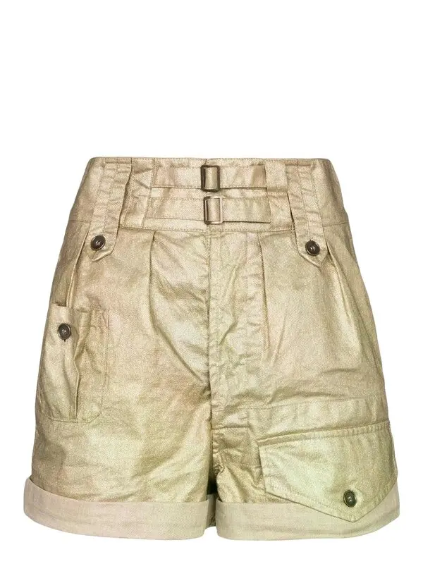 Saint Laurent Coated Linen Shorts - Neutrals