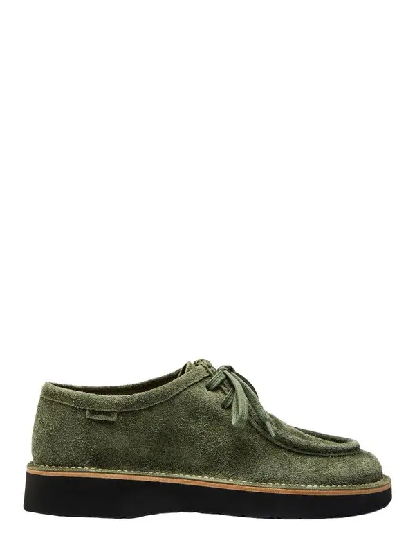 Loewe Faro Brushed Suede Lace-up Shoes - Green