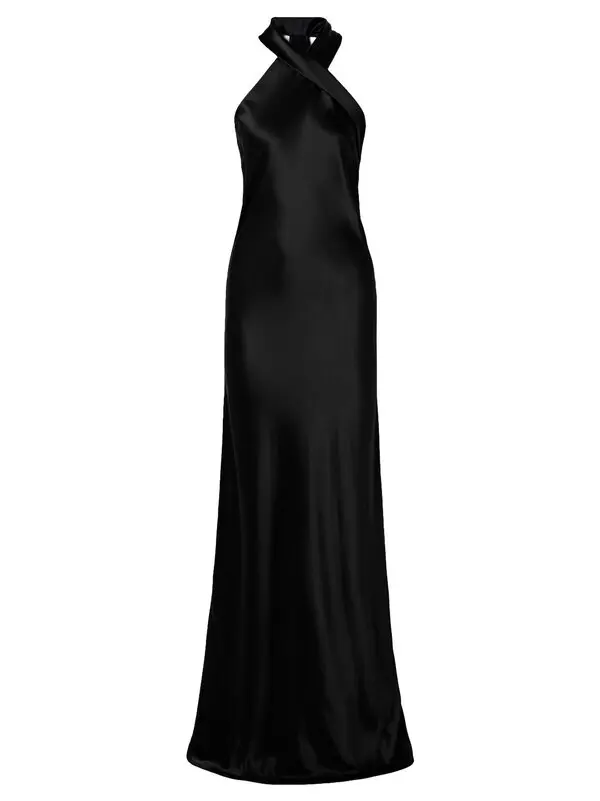 Galvan Pandora Satin Gown - Black