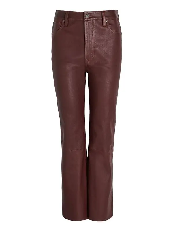 FRAME The Reboot Crop Bootcut Leather Trousers - Red