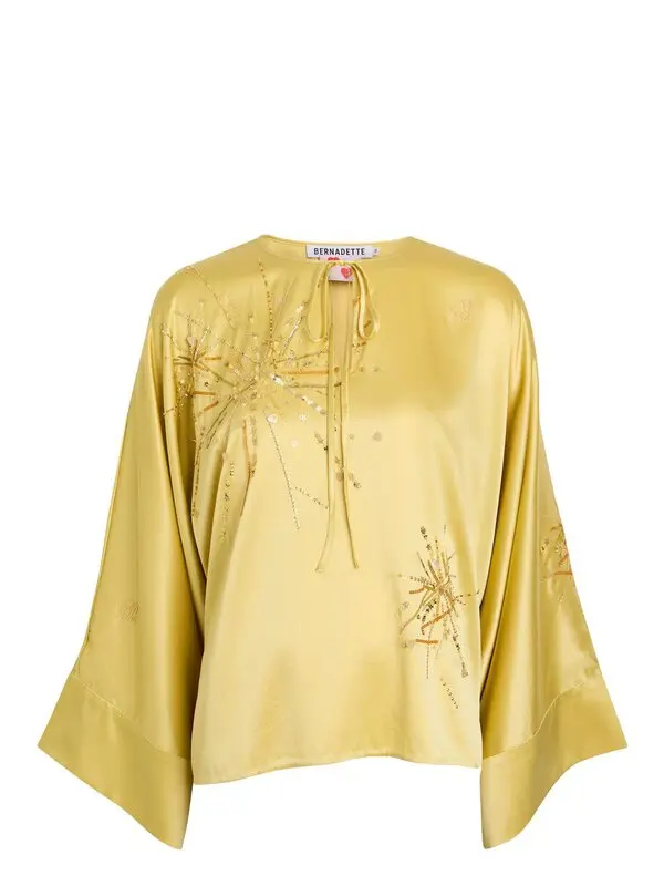 Bernadette Naomi Embellished Stretch-silk Blouse - Yellow