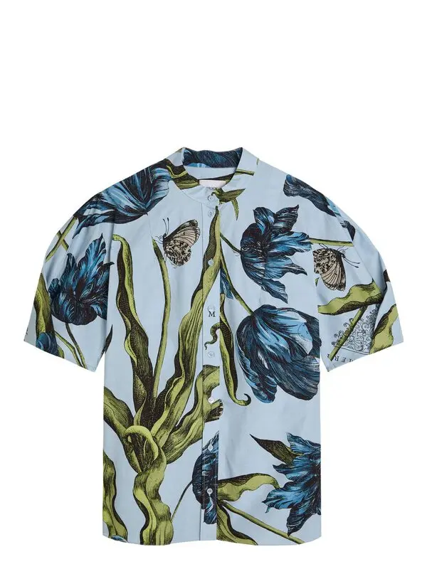 Erdem Printed Cotton-poplin Blouse - Blue