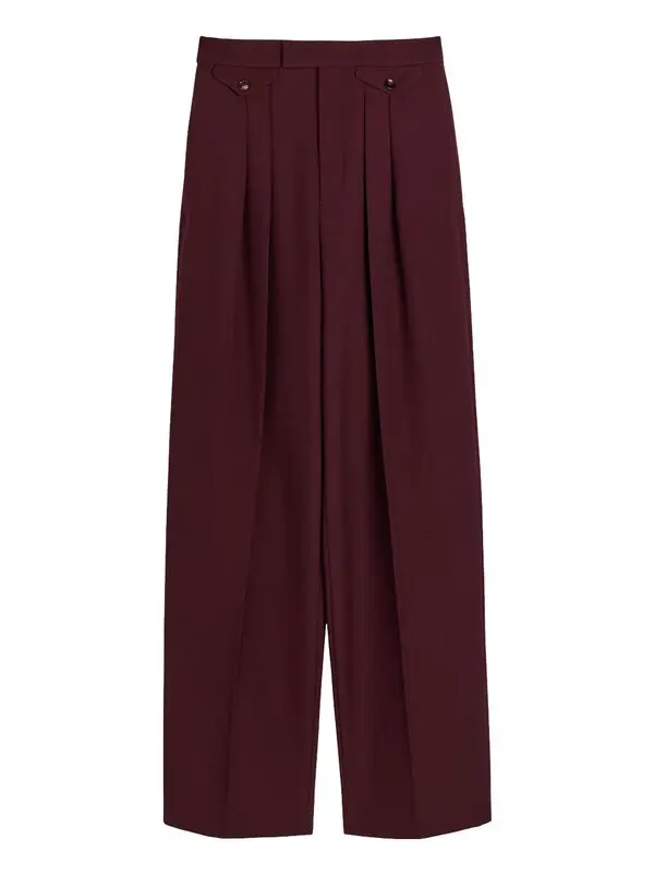 Chloé Pleated Straight-leg Wool Trousers - Purple