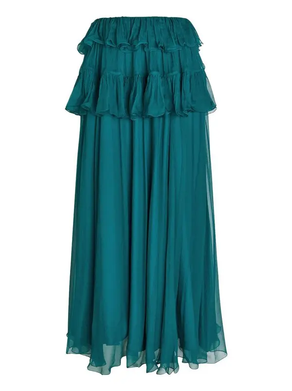 Chloé Silk Chiffon Maxi Skirt - Teal