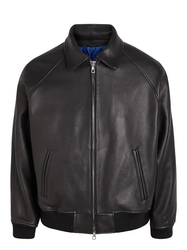 PICANTE Logo-embossed Leather Jacket - Black