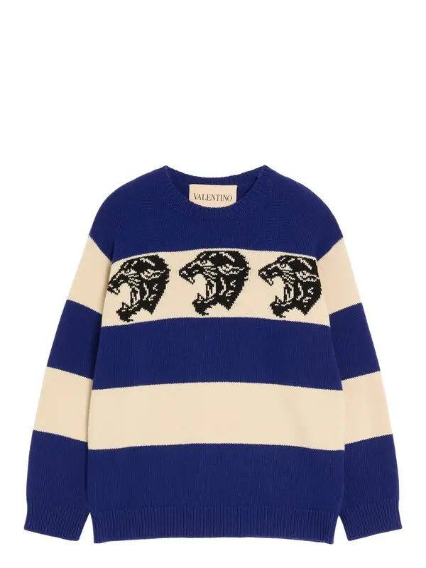 Valentino Garavani Virgin Wool Panther Sweater - Blue