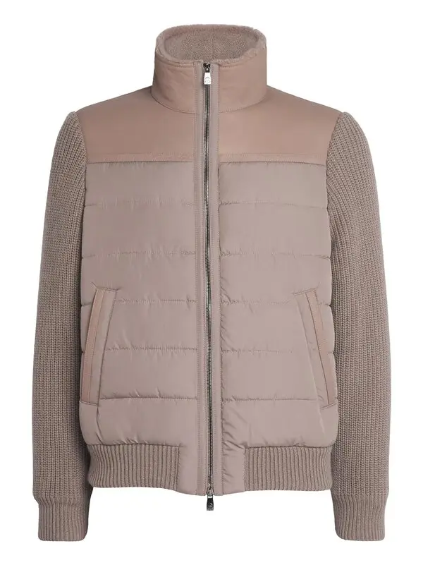 Corneliani Shearling-trim Padded Jacket - Beige