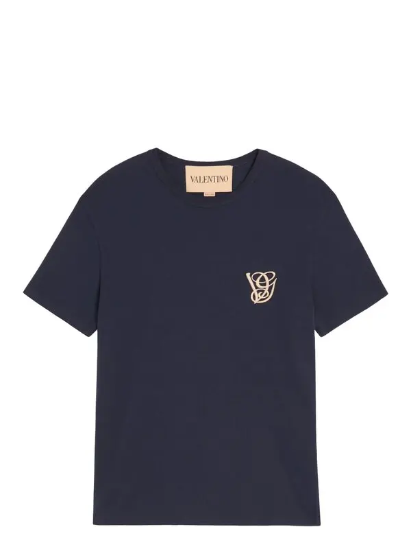 Valentino Garavani Cotton Vg Embroidery T-shirt - Blue