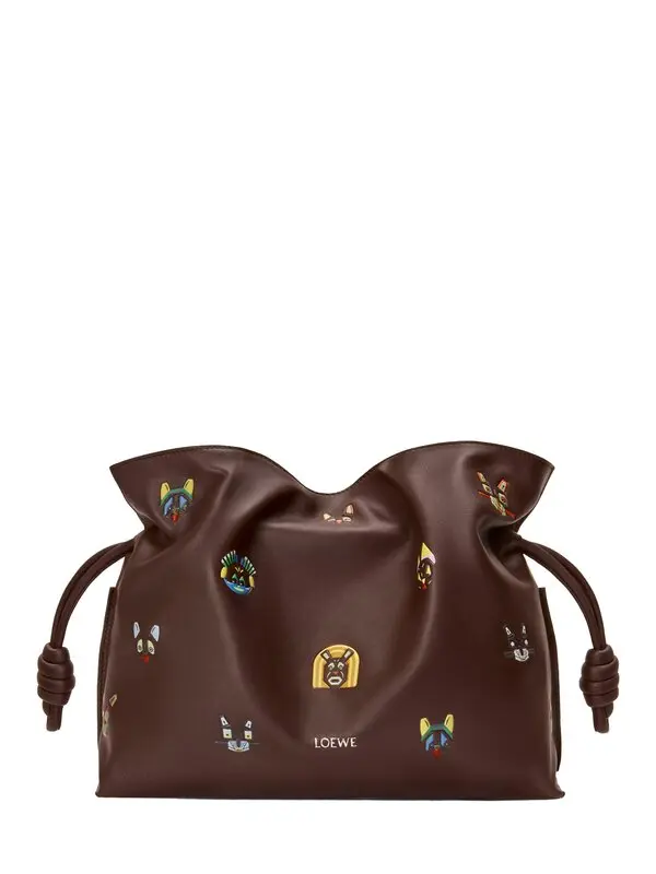 Loewe X Louis Wain Medium Leather Flamenco Shoulder Bag - Brown
