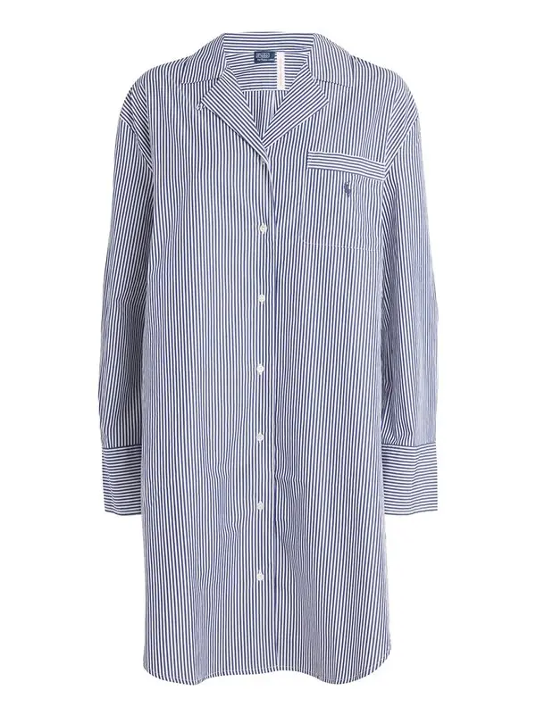 Polo Ralph Lauren Cotton Poplin Stripe Pyjama Shirt - Navy