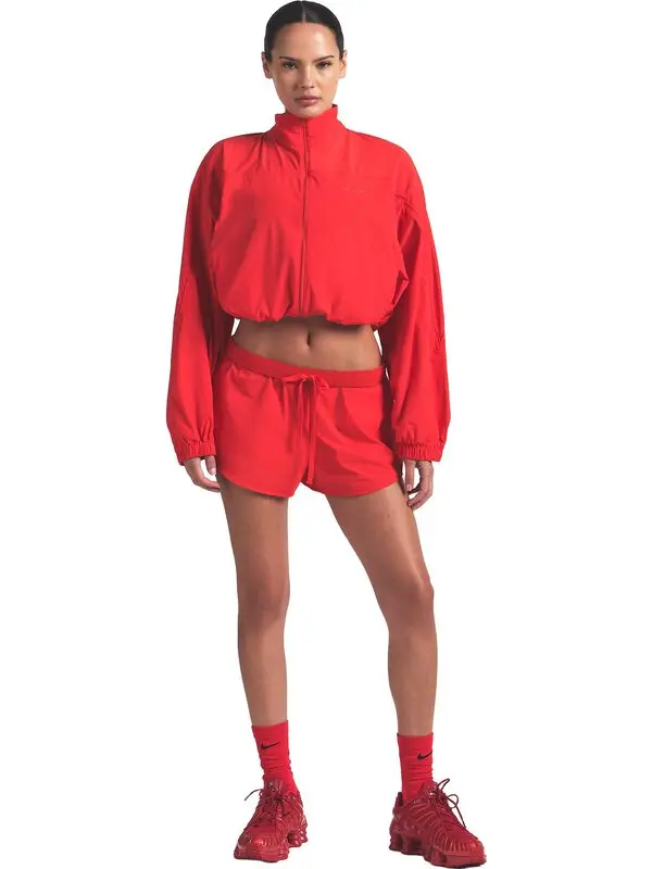 SKIMS Woven Nylon Cropped Jacket - Ruby