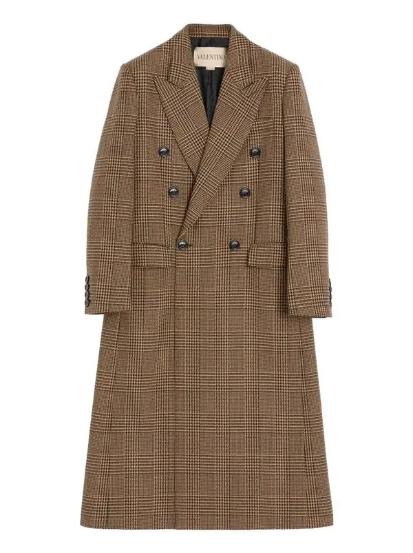 Valentino Garavani Double-breasted Wool Coat - Camel/black