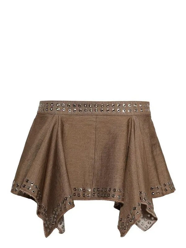 LUDOVIC DE SAINT SERNIN Eyelet Mini Skirt - Brown