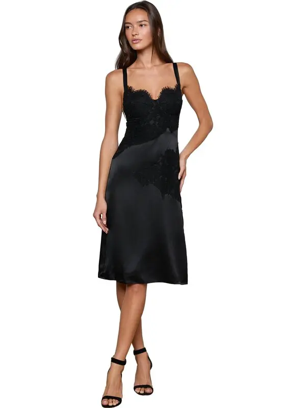 L'Agence Fenna Silk Lace Dress - Black