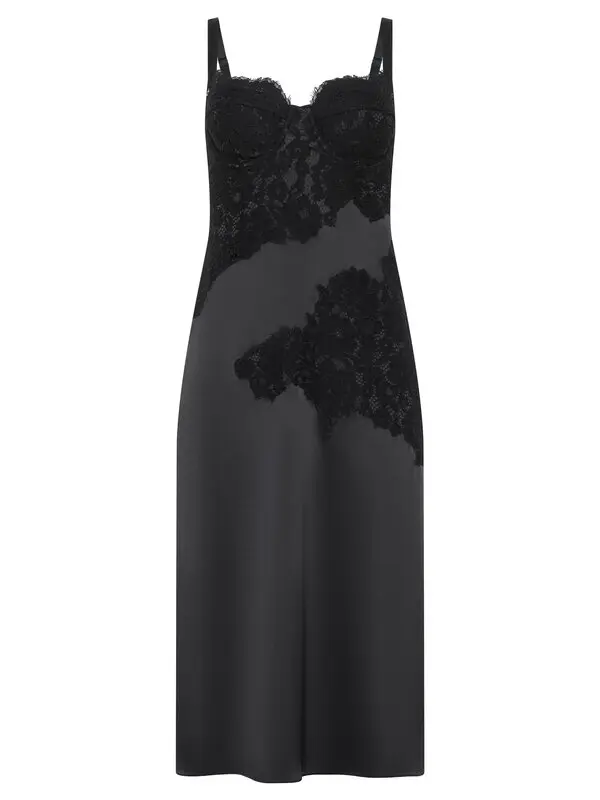 L'Agence Fenna Silk Lace Dress - Black