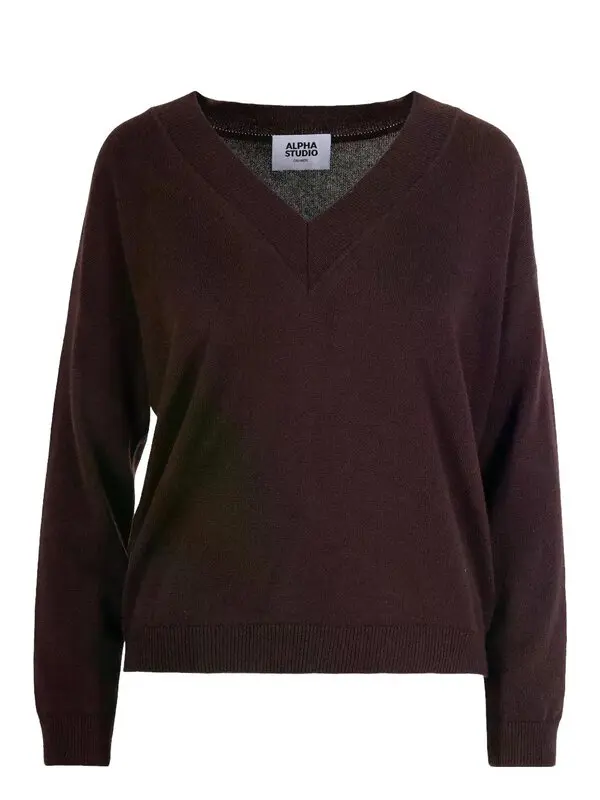 Alpha Studio V-neck Cashmere Sweater - Brown