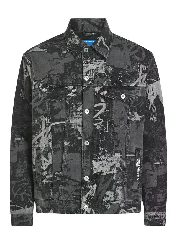 Karl Lagerfeld All-over-print Denim Jacket - Grey