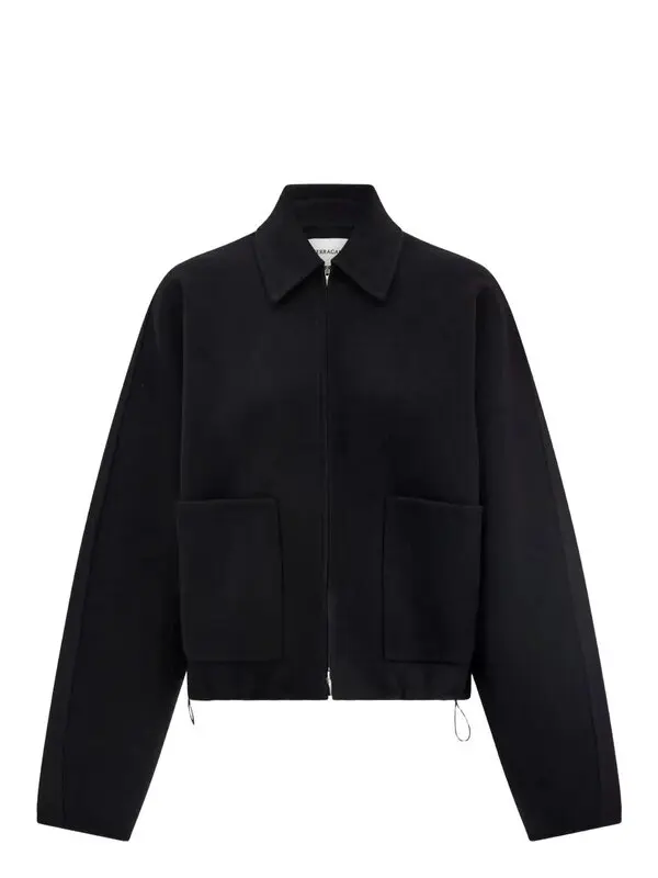 FERRAGAMO Zip-up Drawstring Bomber Jacket - Black