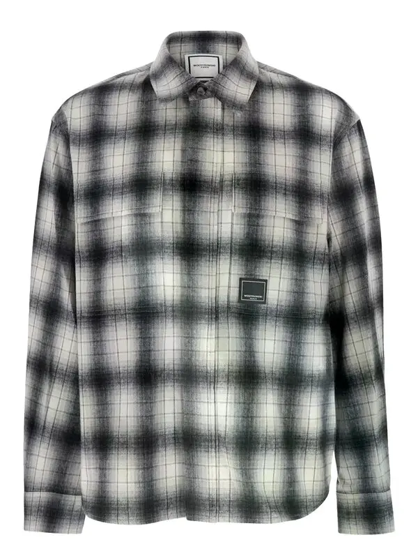 WOOYOUNGMI Logo-patch Check-pattern Shirt - Black