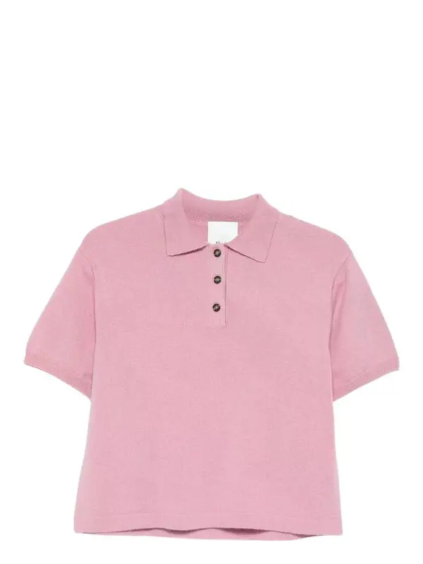 ALLUDE Buttoned Polo Top - Pink