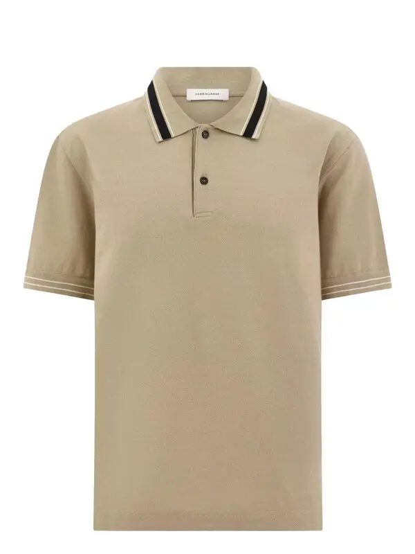 FERRAGAMO Short Sleeve Polo Shirt - Neutrals