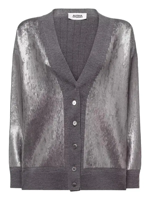 Alpha Studio Sequin Embellished Cardigan - Grey